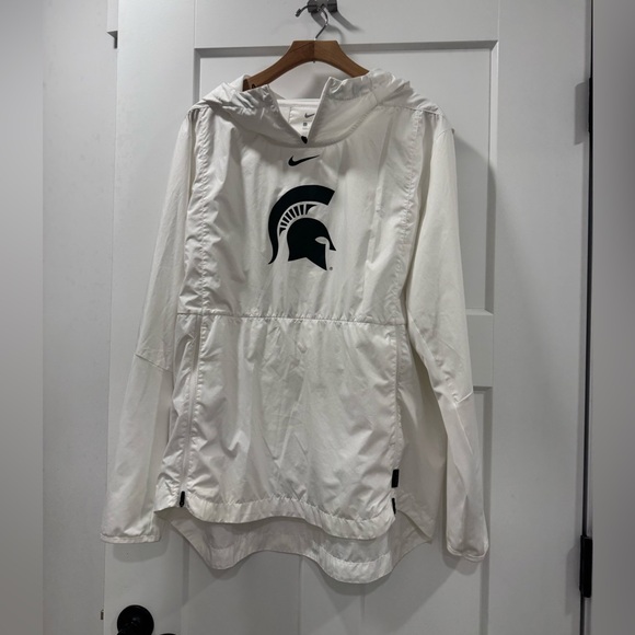 Nike | Shirts | Nike Michigan State University White Windbreaker Hooded ...